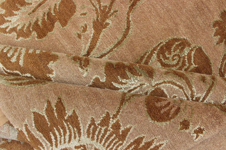Nepalese Modern Design Wool and Silk Rug with Florals For Sale at ...