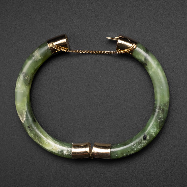Nephrite Jade Bangle Translucent Certified Untreated at 1stDibs
