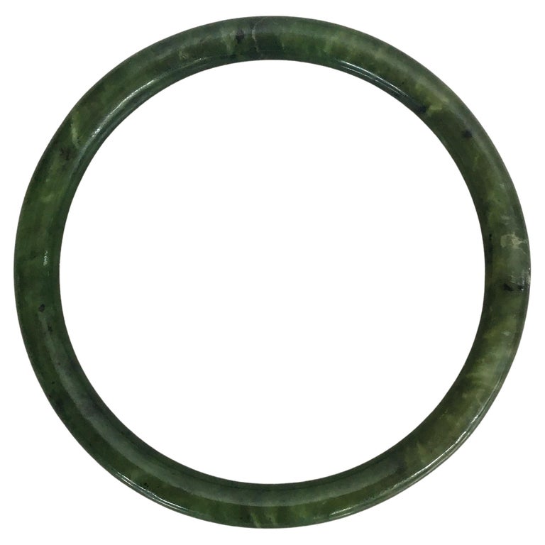Nephrite Jade Round Bangle Bracelet at 1stDibs