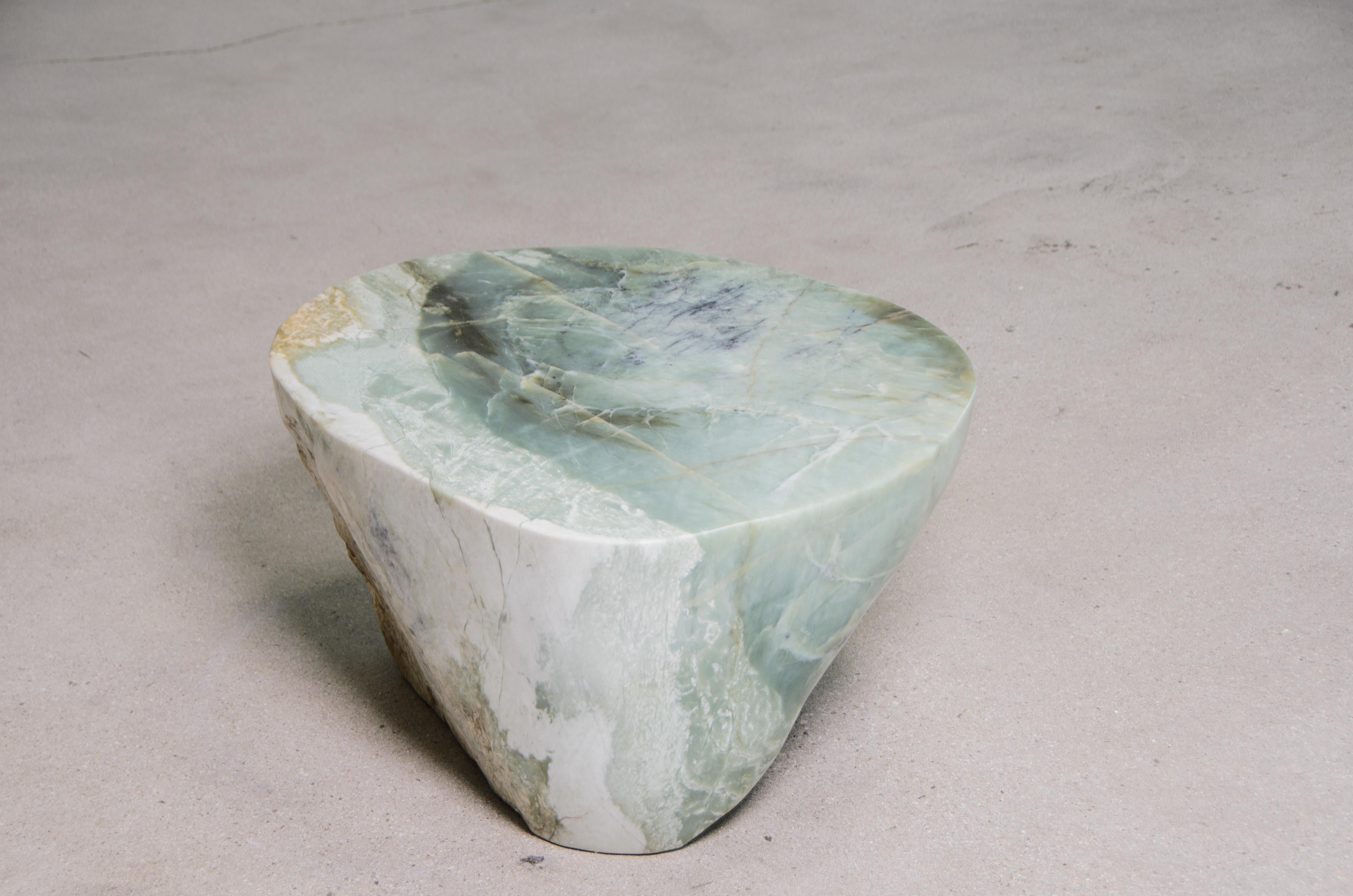 Nephrite Jade Stool / Side Table by Robert Kuo, Hand Carved, One of a ...