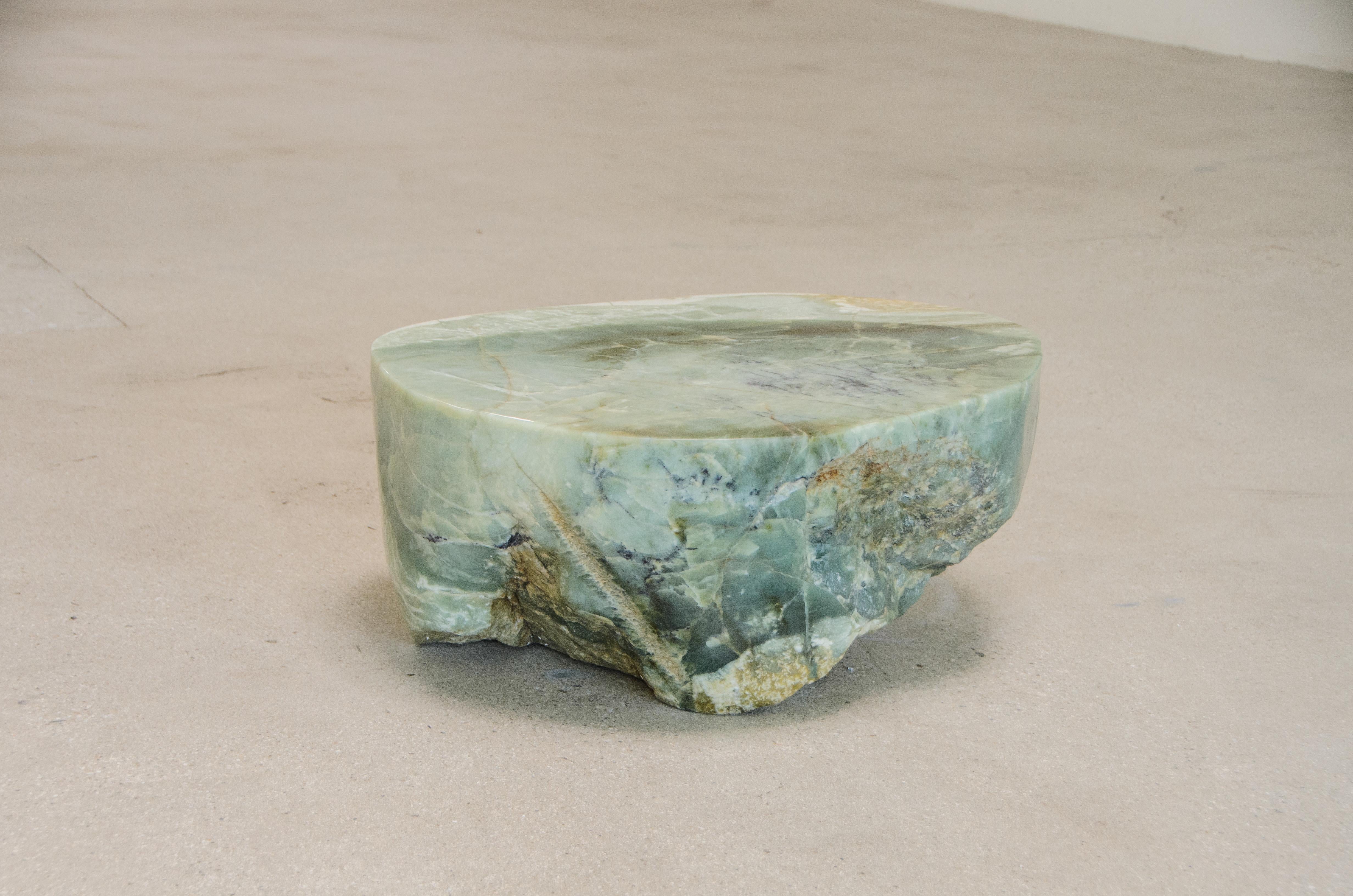 Nephrite Jade Stool / Side Table by Robert Kuo, Hand Carved, One of a ...