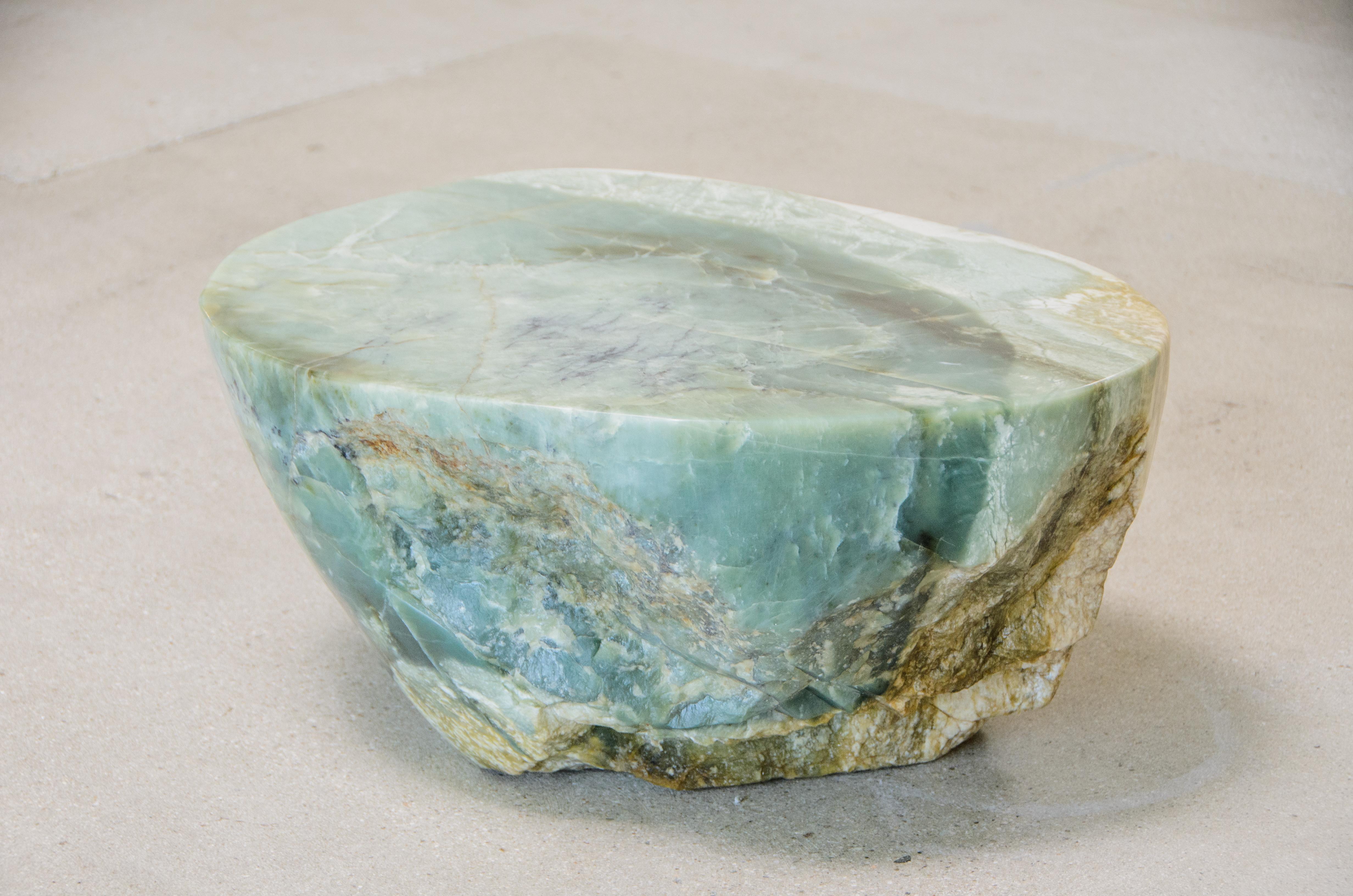 Nephrite Jade Stool / Side Table by Robert Kuo, Hand Carved, One of a ...