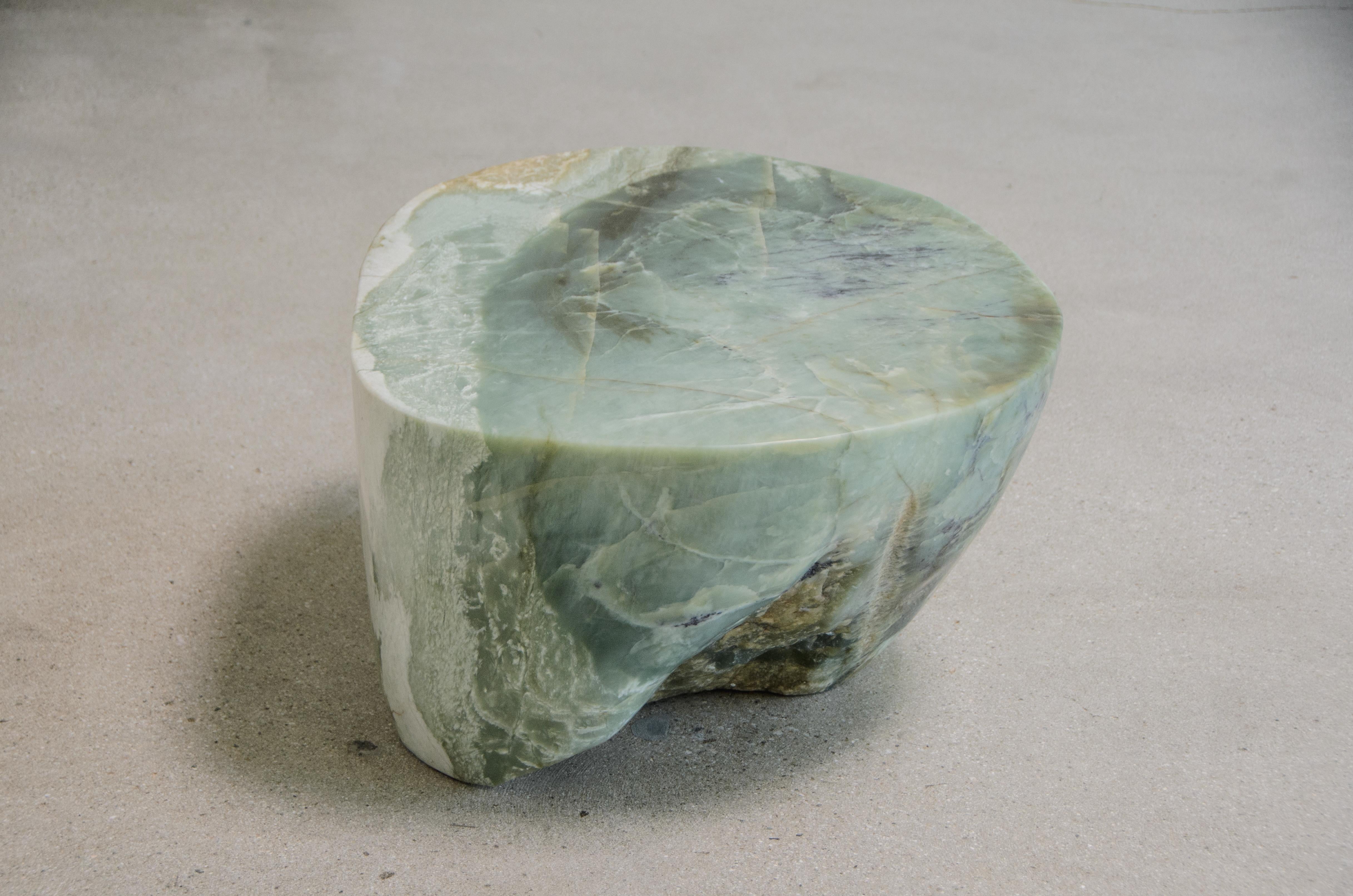 Nephrite Jade Stool / Side Table by Robert Kuo, Hand Carved, One of a ...