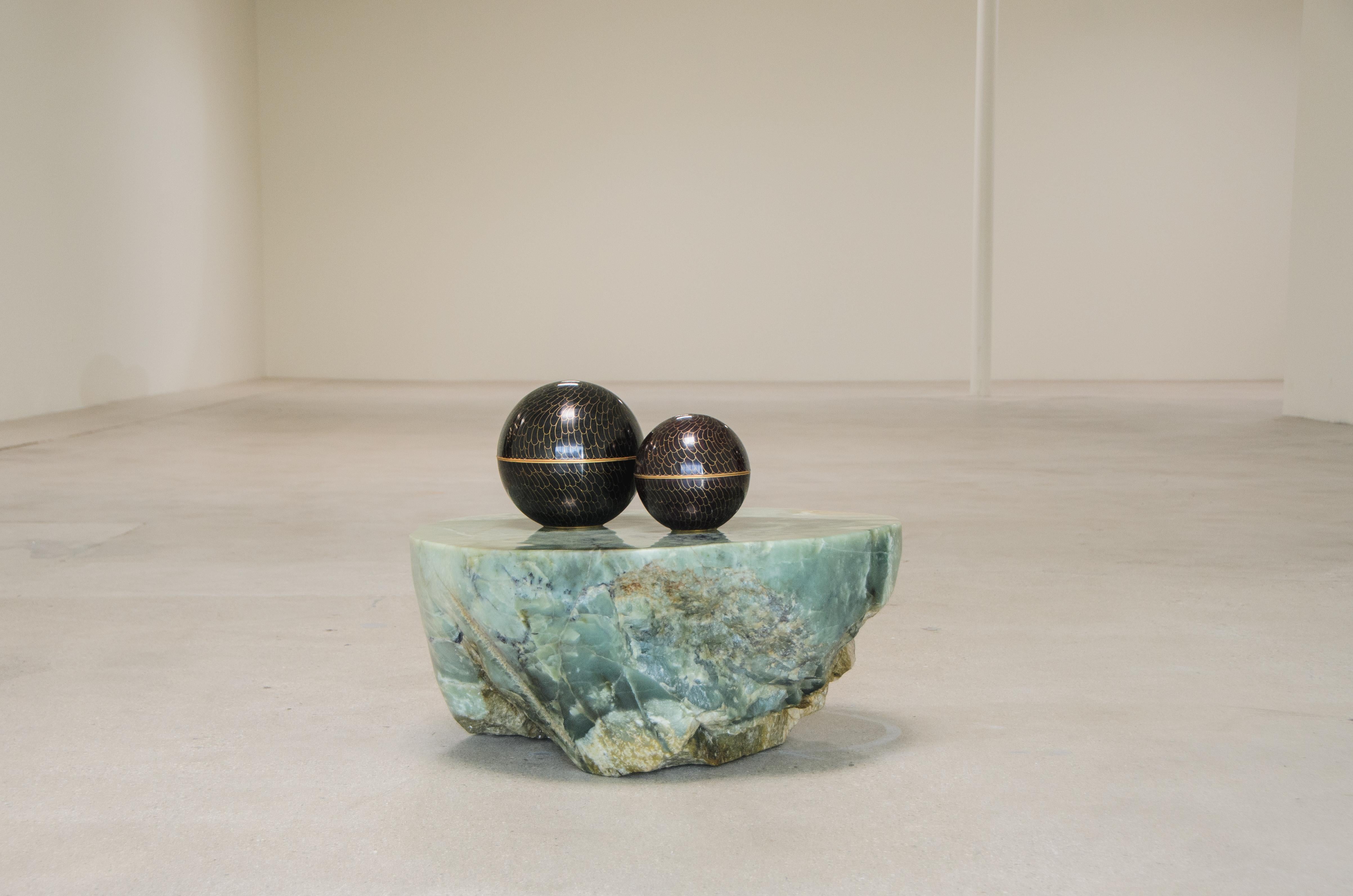 Nephrite Jade Stool / Side Table by Robert Kuo, Hand Carved, One of a ...