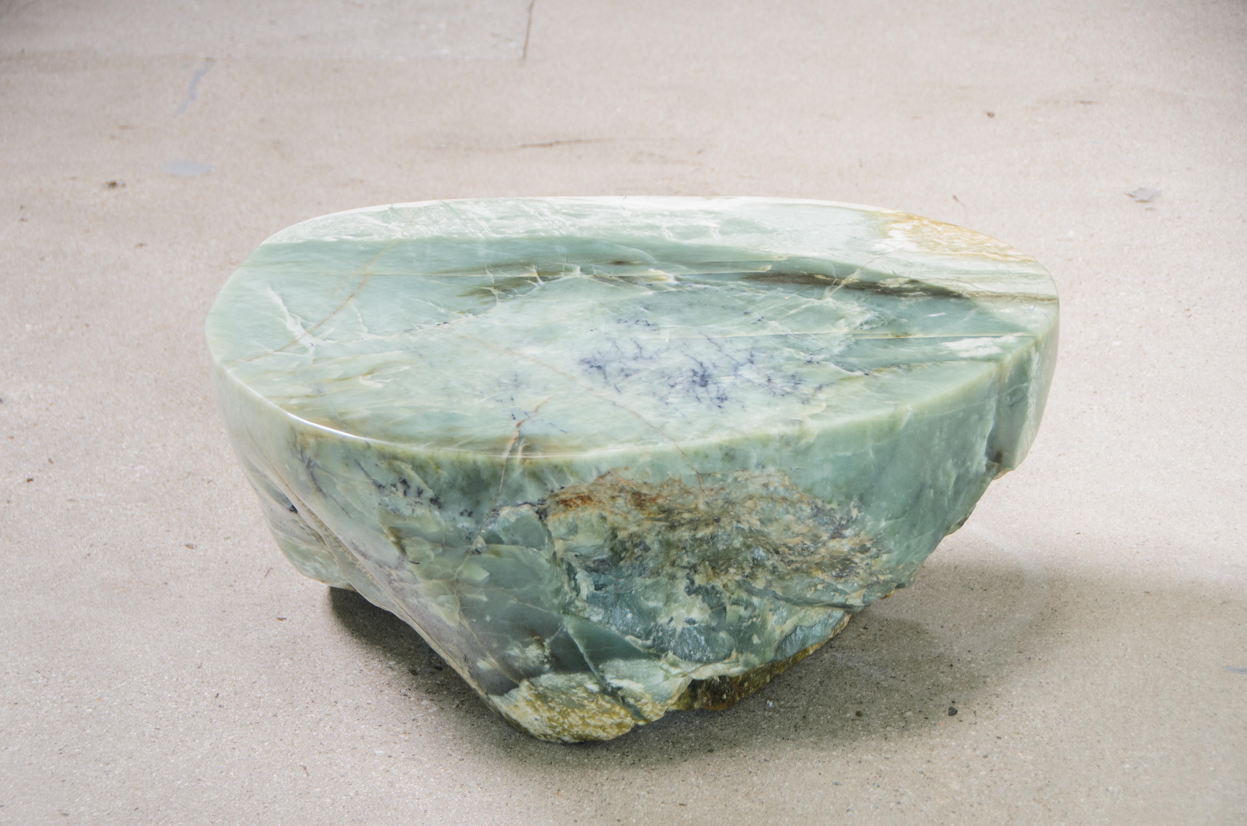 Nephrite Jade Stool / Side Table by Robert Kuo, Hand Carved, One of a ...