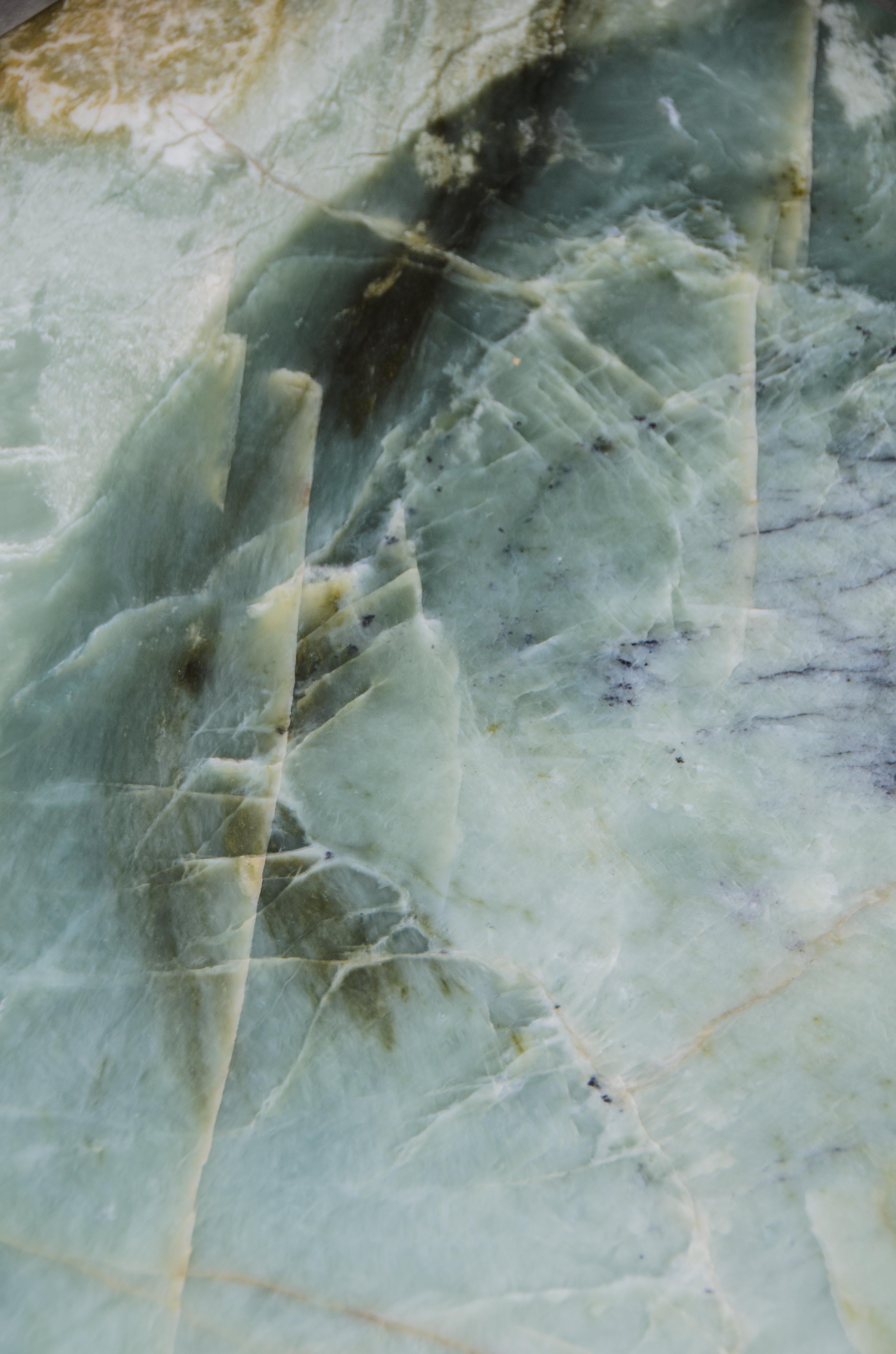 Nephrite Jade Stool / Side Table by Robert Kuo, Hand Carved, One of a ...