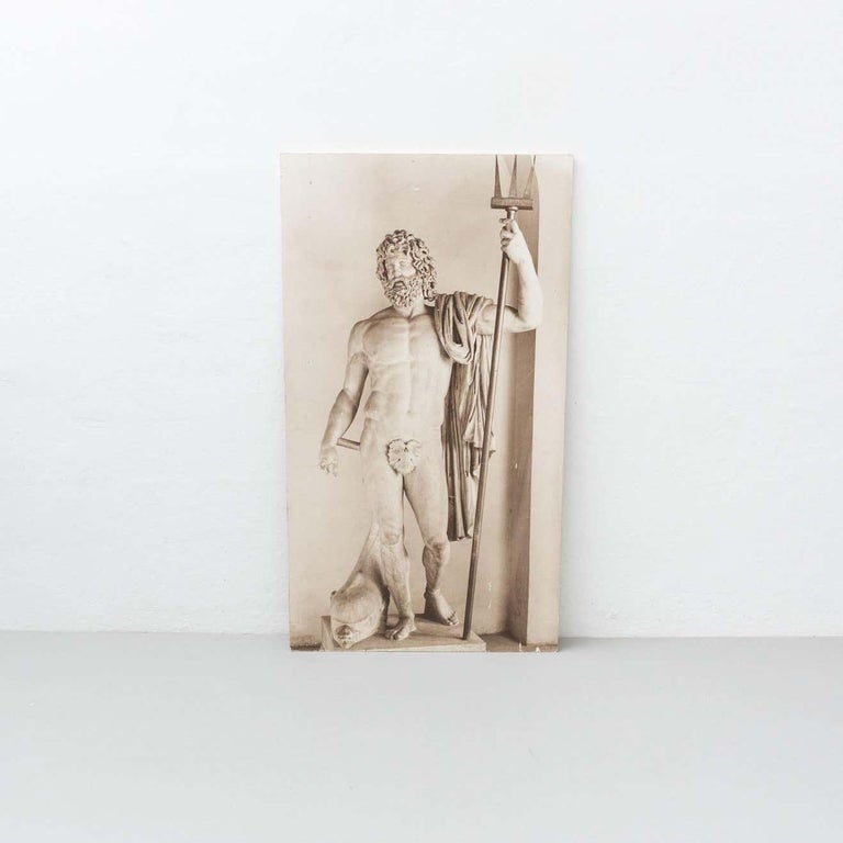 Neptune Sculpture Old Photography on Wood, circa 1950 For Sale at 1stDibs