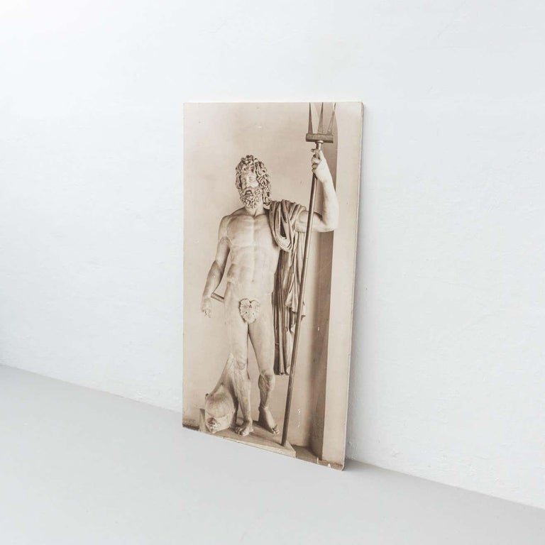 Neptune Sculpture Old Photography on Wood, circa 1950 For Sale at 1stDibs