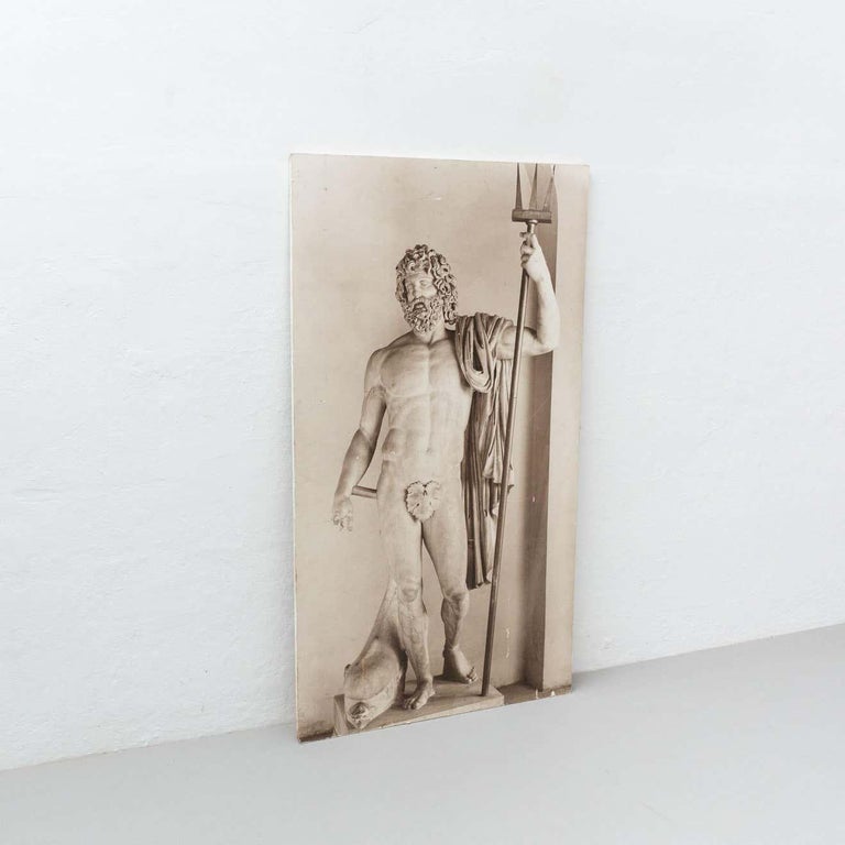 Neptune Sculpture Old Photography on Wood, circa 1950 For Sale at 1stDibs