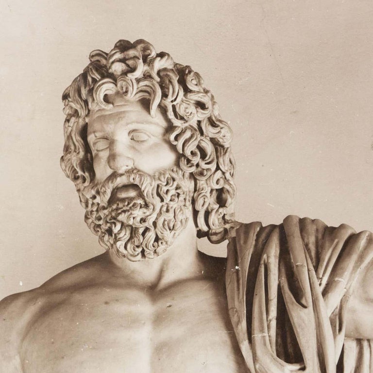 Neptune Sculpture Old Photography on Wood, circa 1950 For Sale at 1stDibs