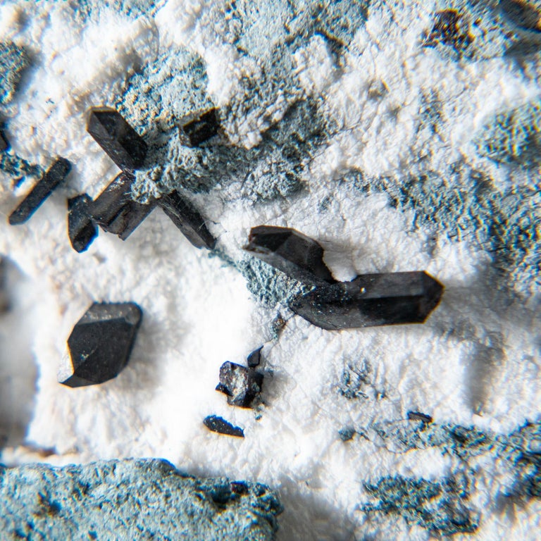 Neptunite on Natrolite from Benitoite Gem Mine, San Benito County ...