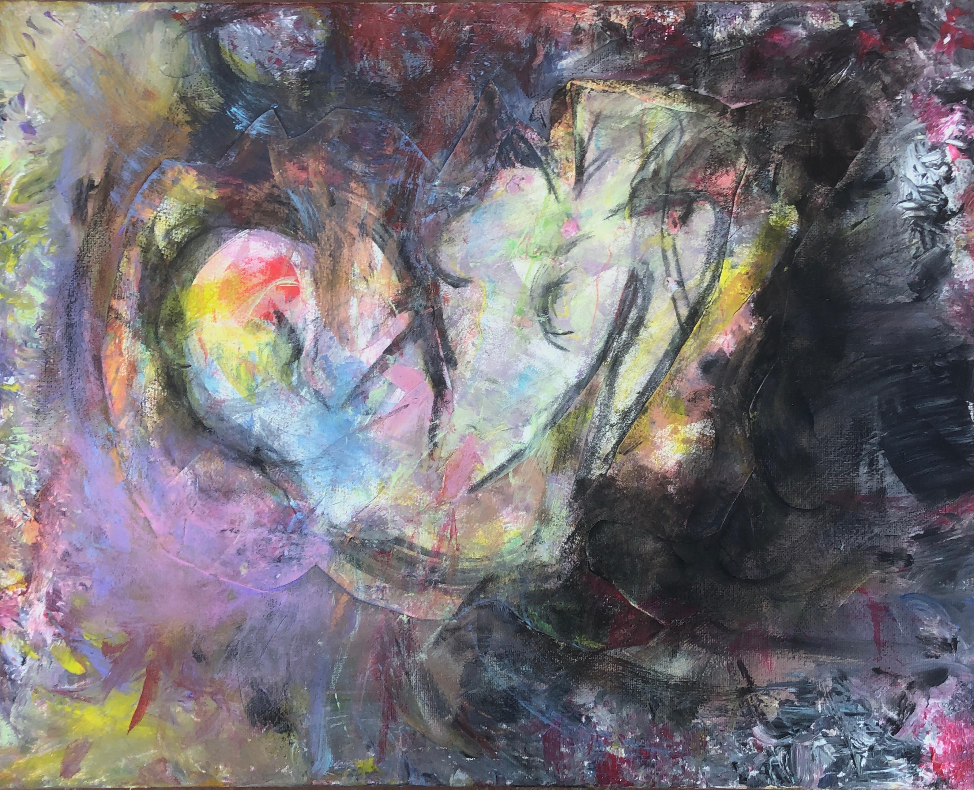Nerea Caos - self portrait 1 oil on canvas painting abstract ...