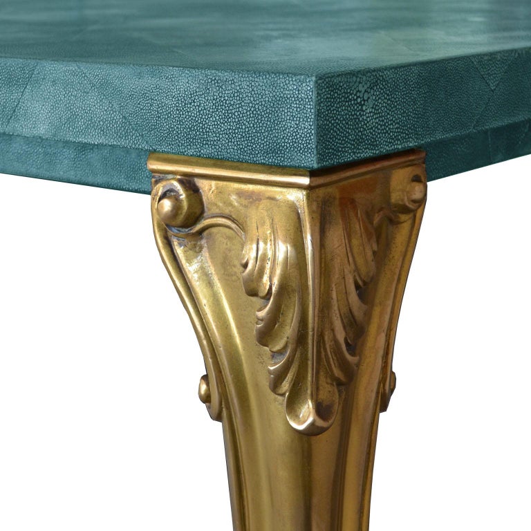 Rectangular Turquoise Dining Table Ecological Shagreen Decoration ...