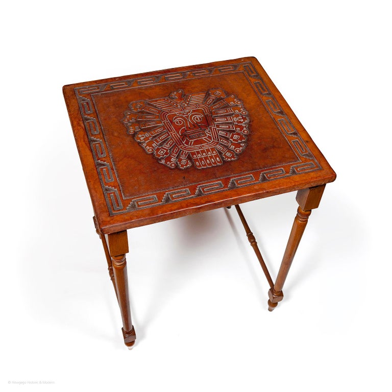 Nest 3 Sidetable Low Tables Leather Brown Mexican Vintage Aztec ...