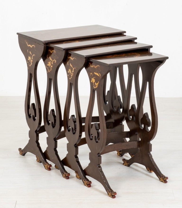 Nest of Tables, Antique Chinoiserie Quartet Sided Table For Sale at 1stDibs