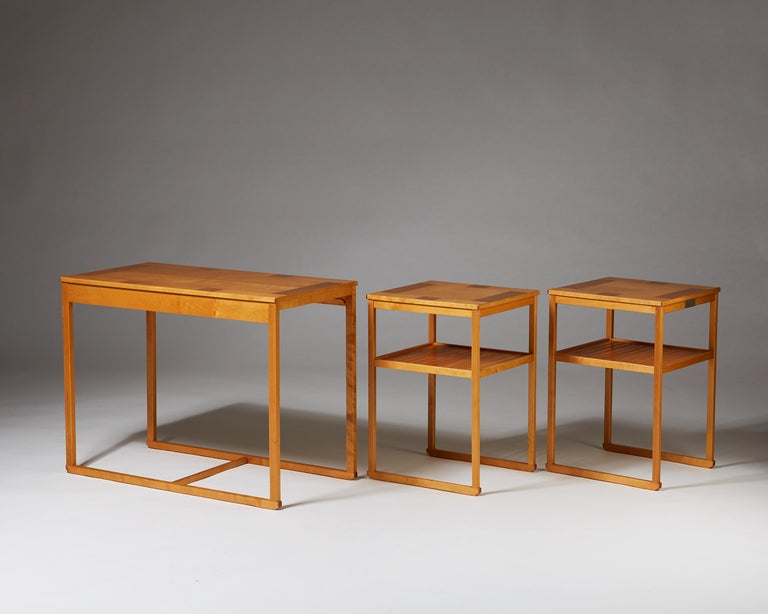 Nest of Tables ‘Släden’ Designed by Carl Malmsten, Sweden, 1980s at 1stDibs