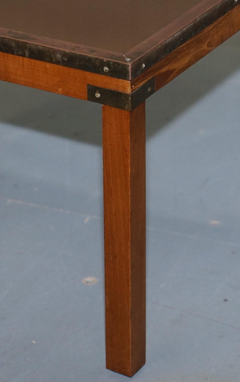 Nest of Three Vintage Campaign Tables with Global Maps Design Brass ...