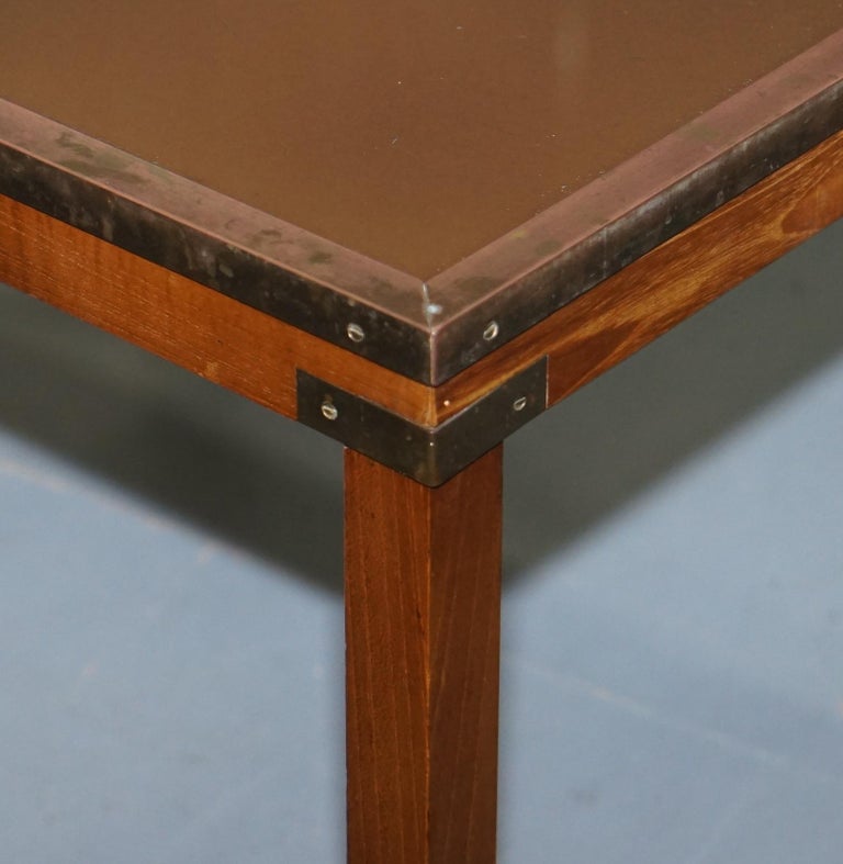 Nest of Three Vintage Campaign Tables with Global Maps Design Brass ...