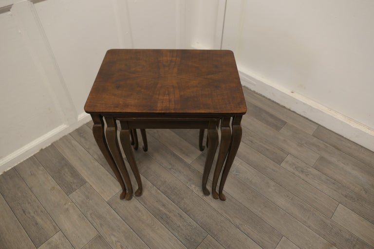 Nest of Three Walnut Art Deco Tables For Sale at 1stDibs