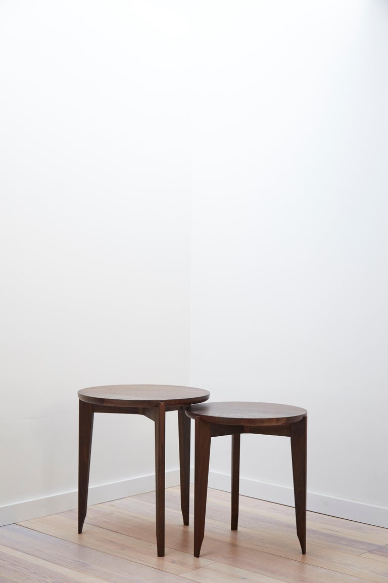 Nesting Round Tripod Side Table in White Oak For Sale at 1stDibs