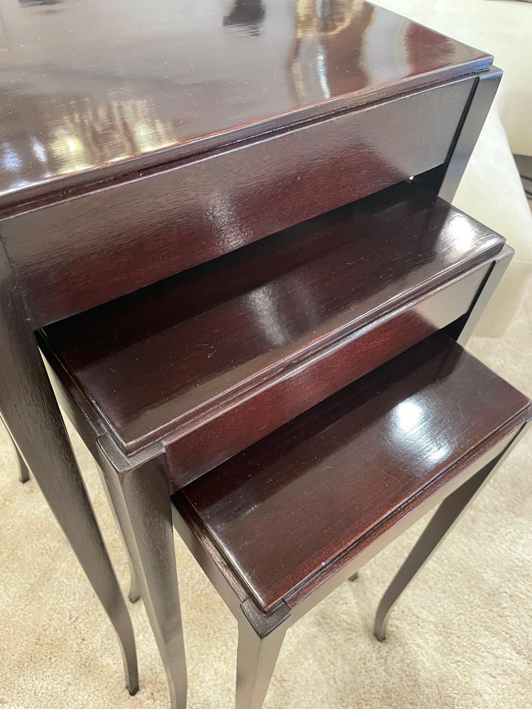 Nesting Tables in Dark Mahogany for Baker Furniture, 3 in the Set For ...