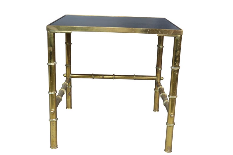 Gold Faux Bamboo Nesting Tables with Amethyst Glass For Sale at 1stDibs