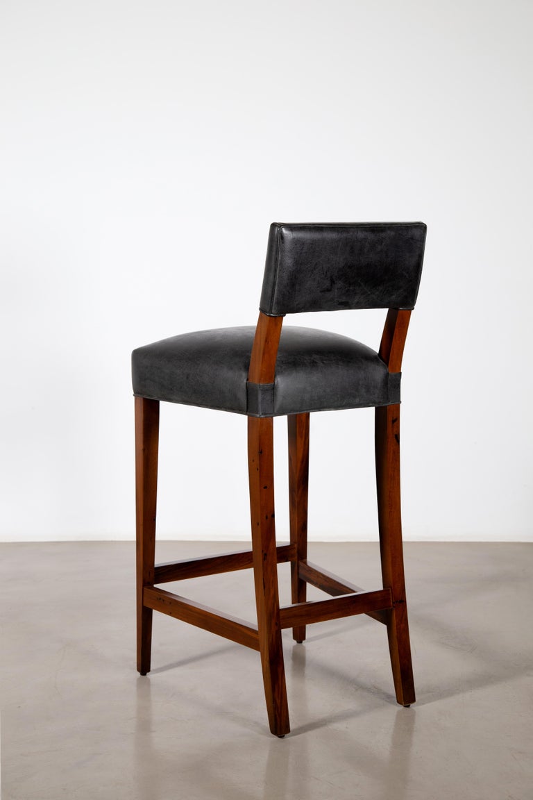 Neto Modern Stool from Costantini in Rosewood Frame and Argentine ...
