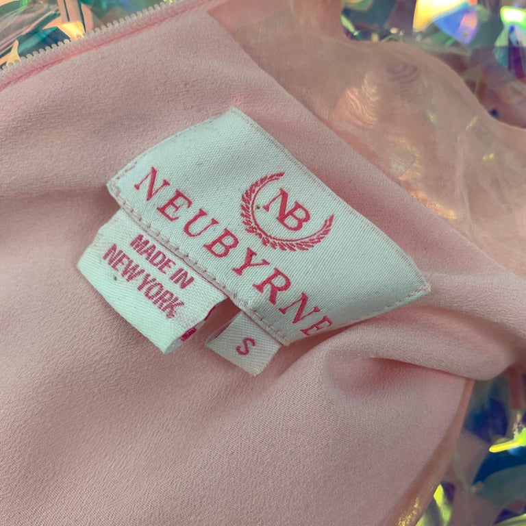 NEUBYRNE Size S Pink Silk Paillette A-Line Selena Dress For Sale at 1stDibs