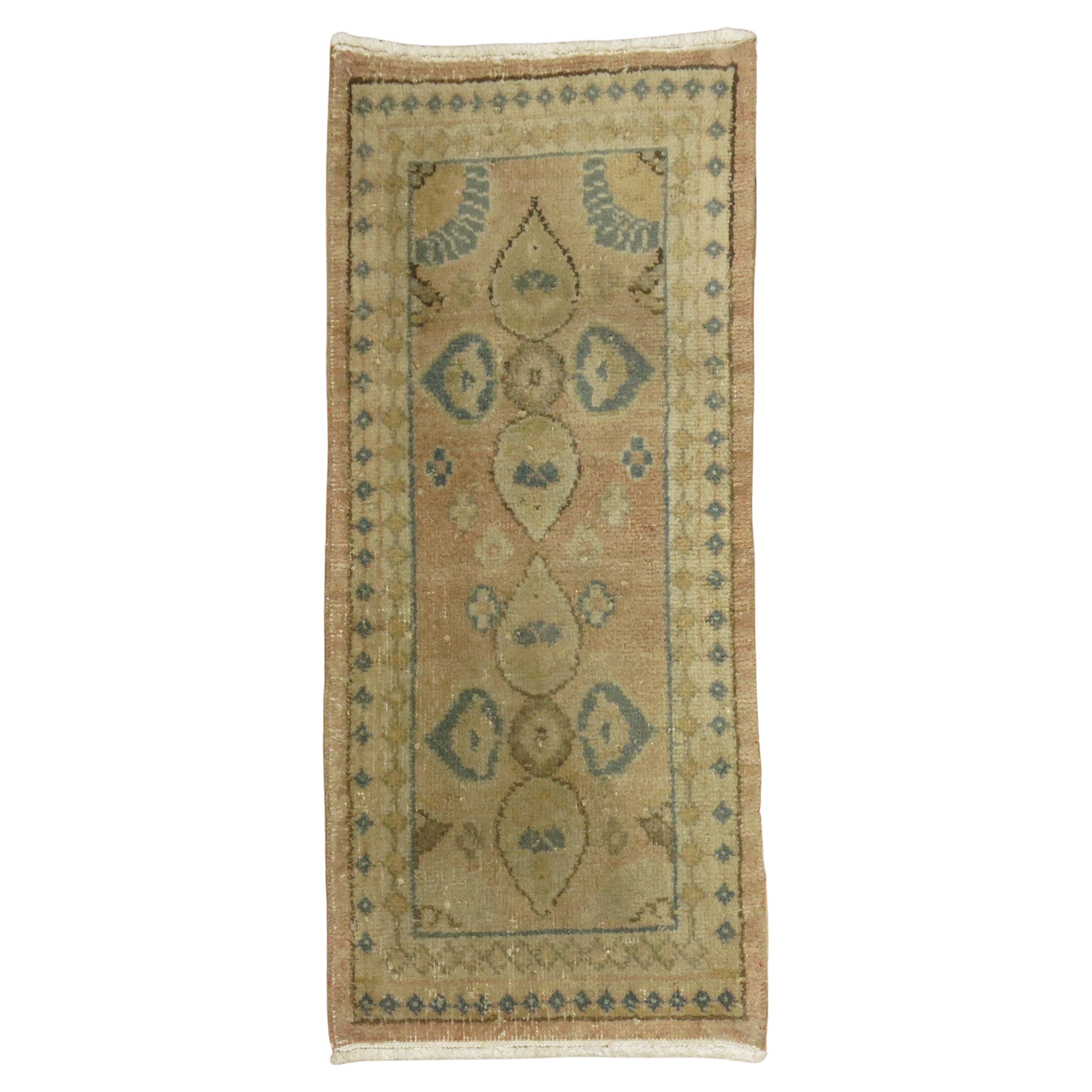 Vintage Handmade Gallery Size Neutral Color Turkish Anatolian Oushak ...