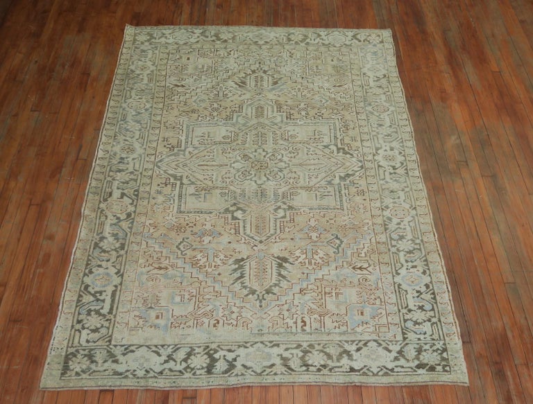 Neutral Heriz Antique Persian Wool Rug at 1stDibs