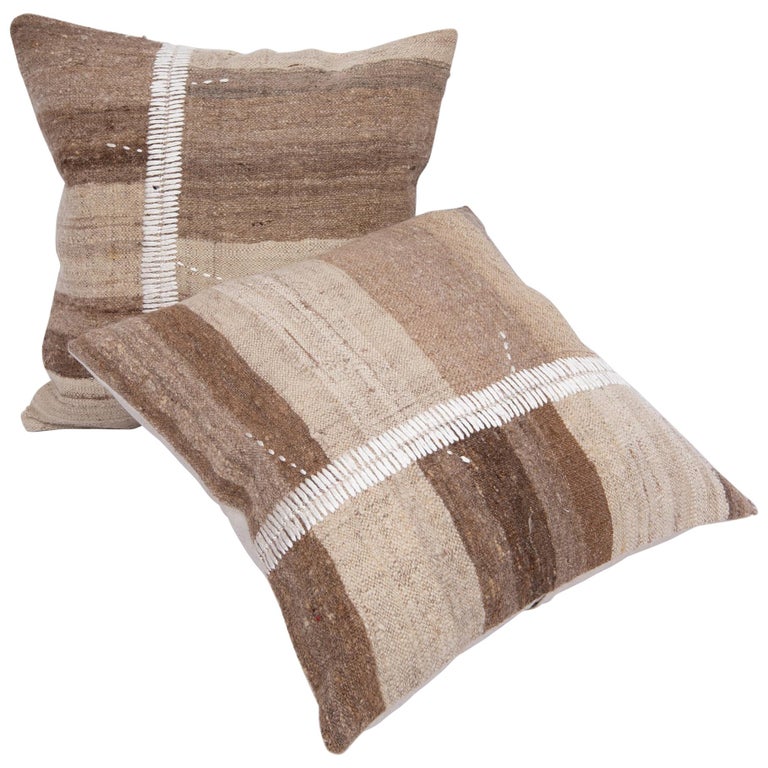 Neutral Pillowcases Made from an Anatolian Vintage Cover, Mid-20th ...