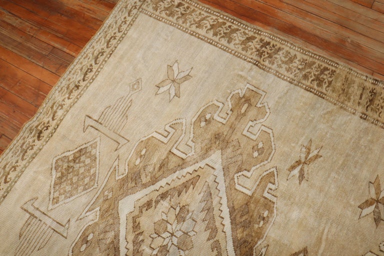 Neutral Vintage Turkish Tribal Rug at 1stDibs