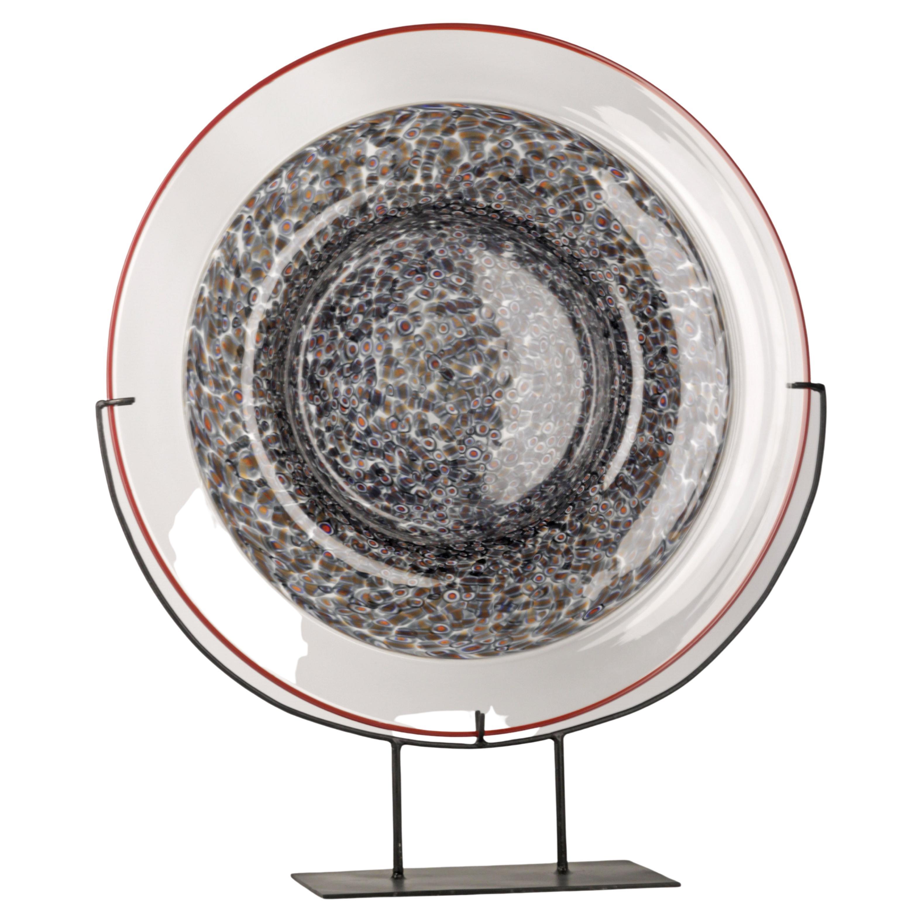 Neverino Murano Glass Large Decorative Plate by Gae Aulenti for Luciano ...