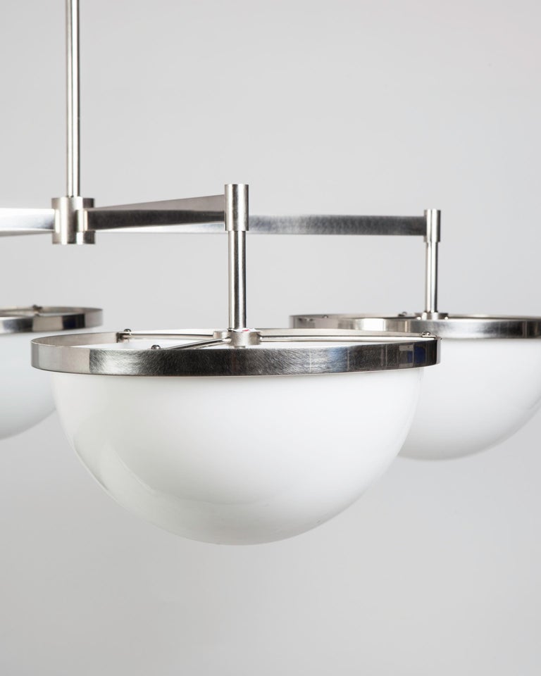 Nevins 14 Chandelier with Four Milk Glass Domes in Nickel by Remains ...