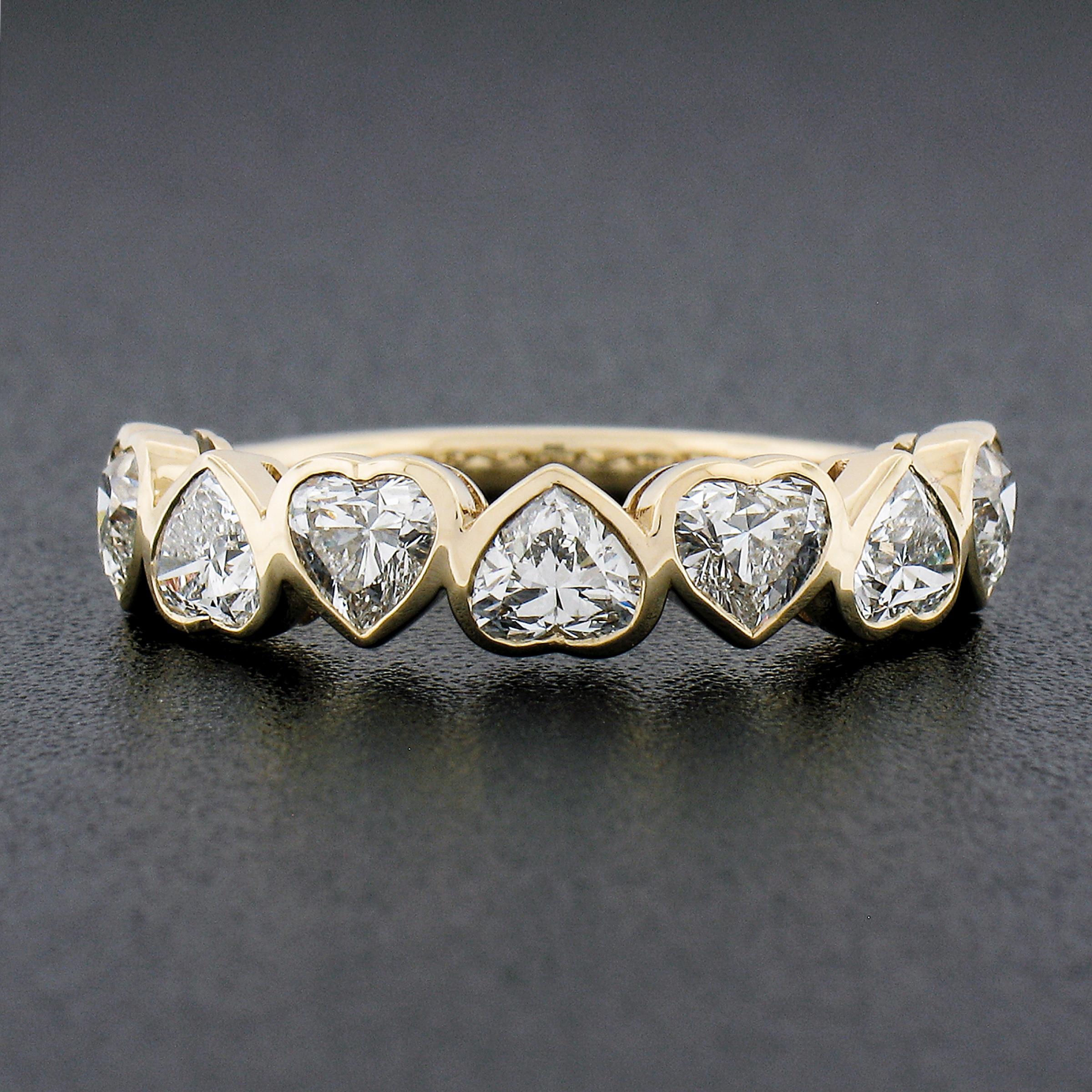 New 14k Yellow Gold 1.60ctw Heart Cut Bezel Set Diamond Stackable Band ...