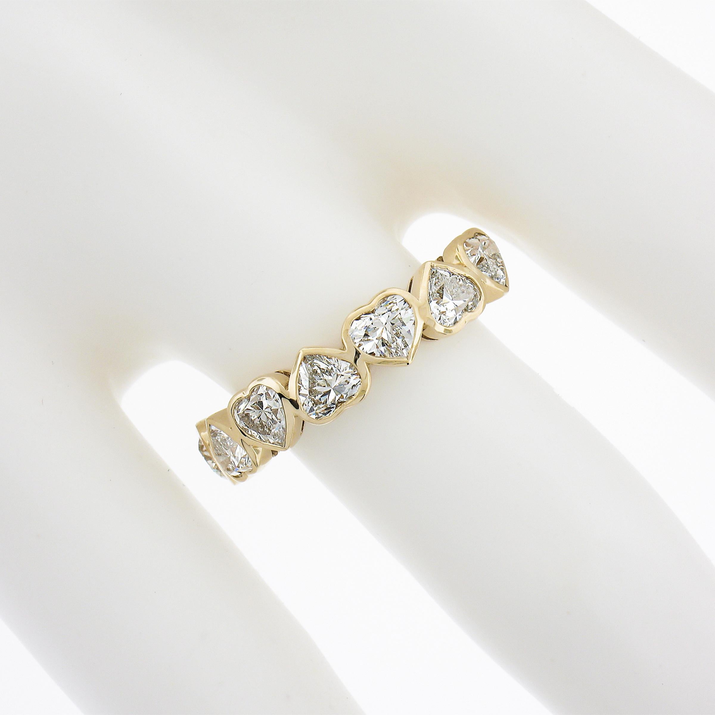 New 14k Yellow Gold 1.60ctw Heart Cut Bezel Set Diamond Stackable Band ...