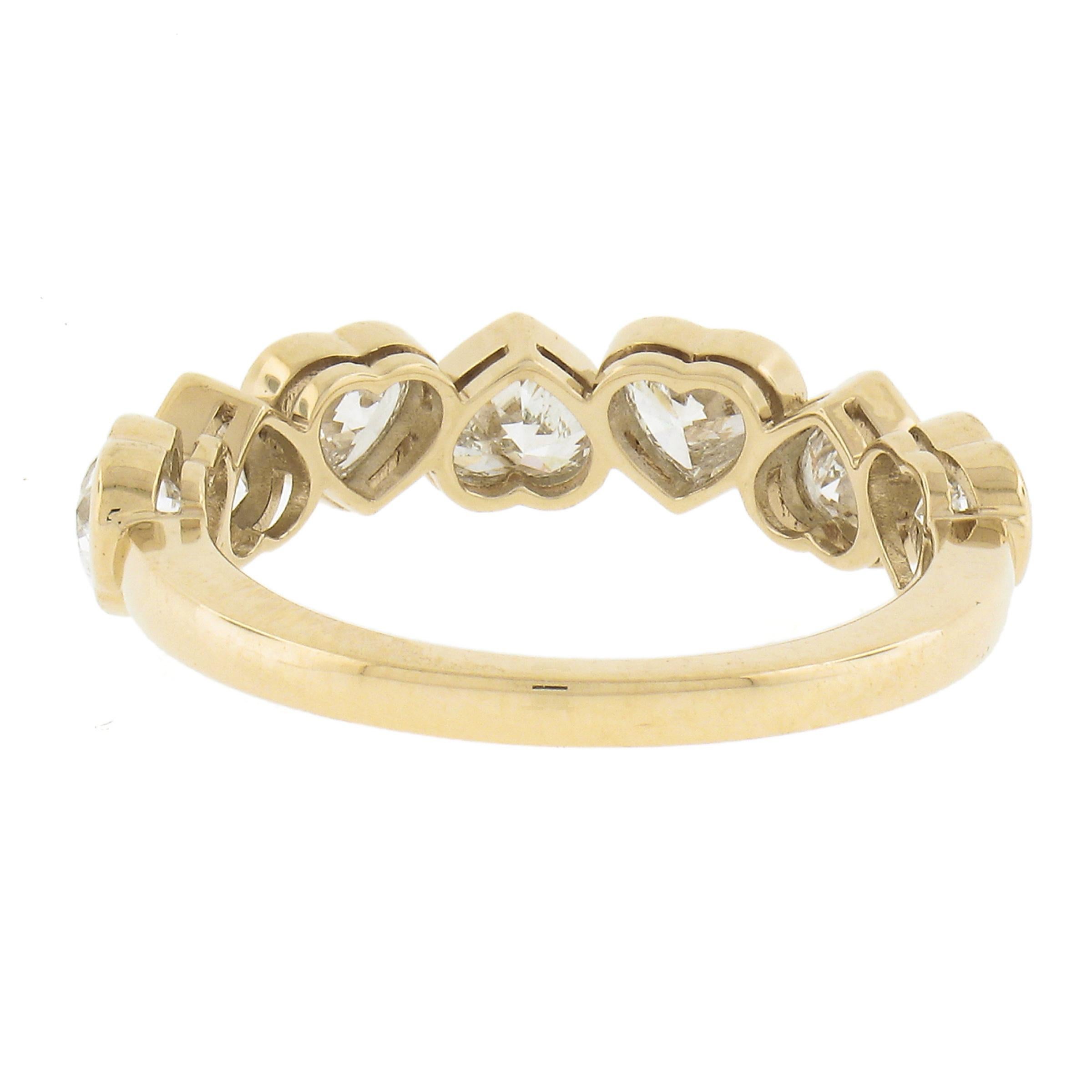 New 14k Yellow Gold 1.60ctw Heart Cut Bezel Set Diamond Stackable Band ...