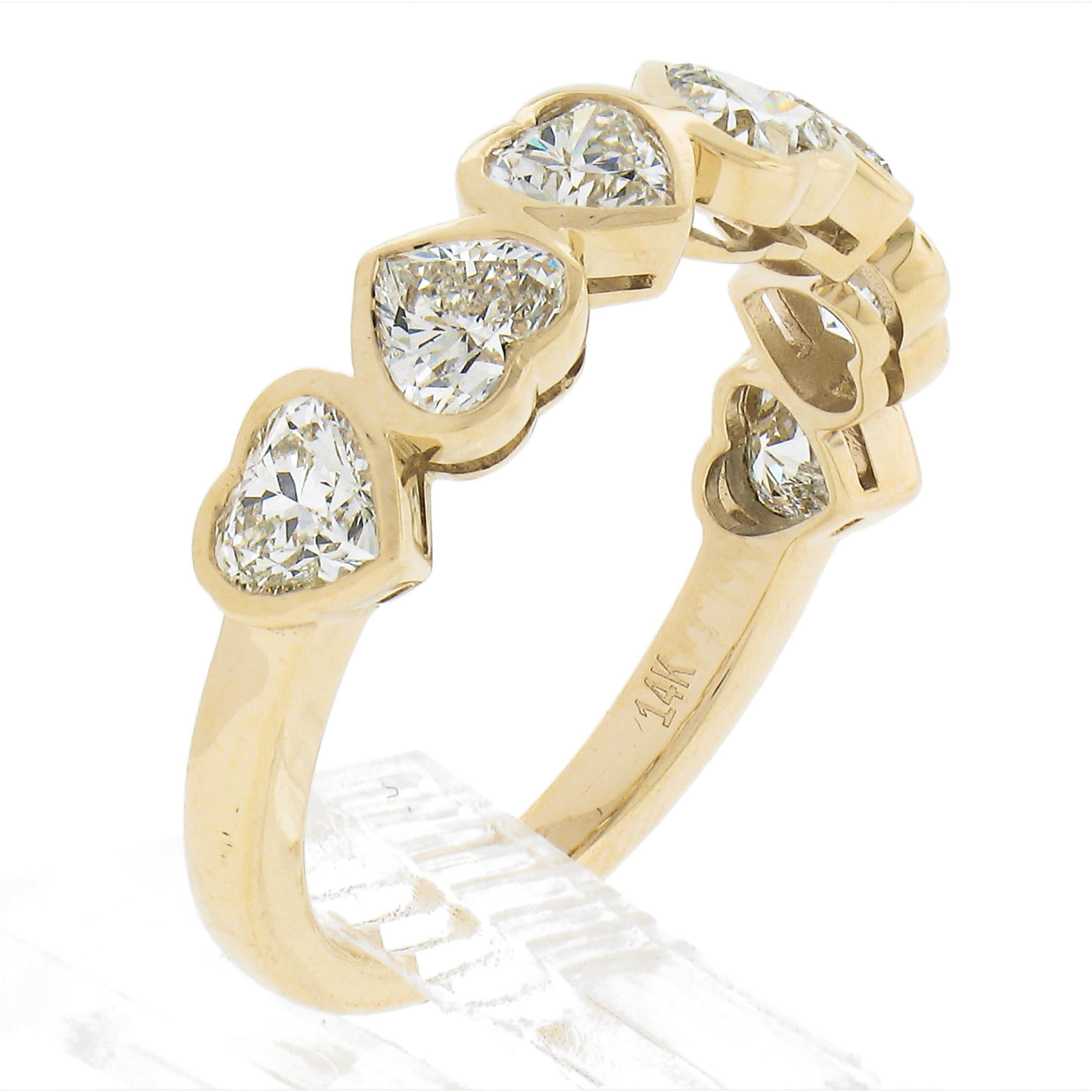 New 14k Yellow Gold 1.60ctw Heart Cut Bezel Set Diamond Stackable Band ...