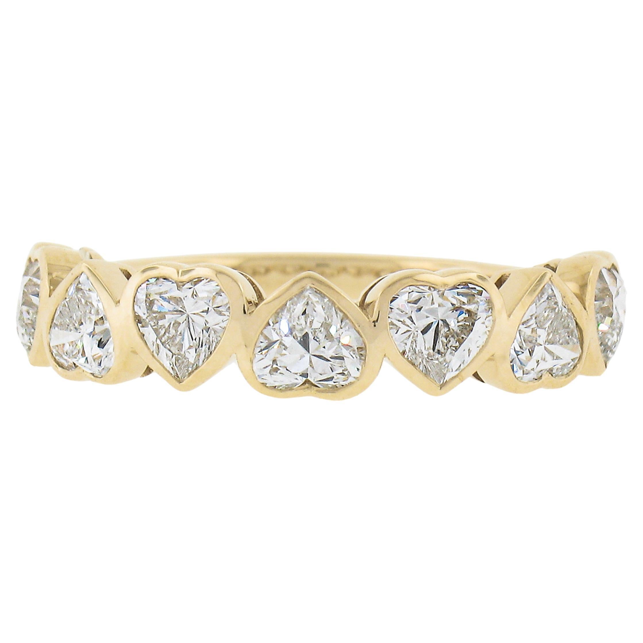 New 14k Yellow Gold 1.60ctw Heart Cut Bezel Set Diamond Stackable Band ...