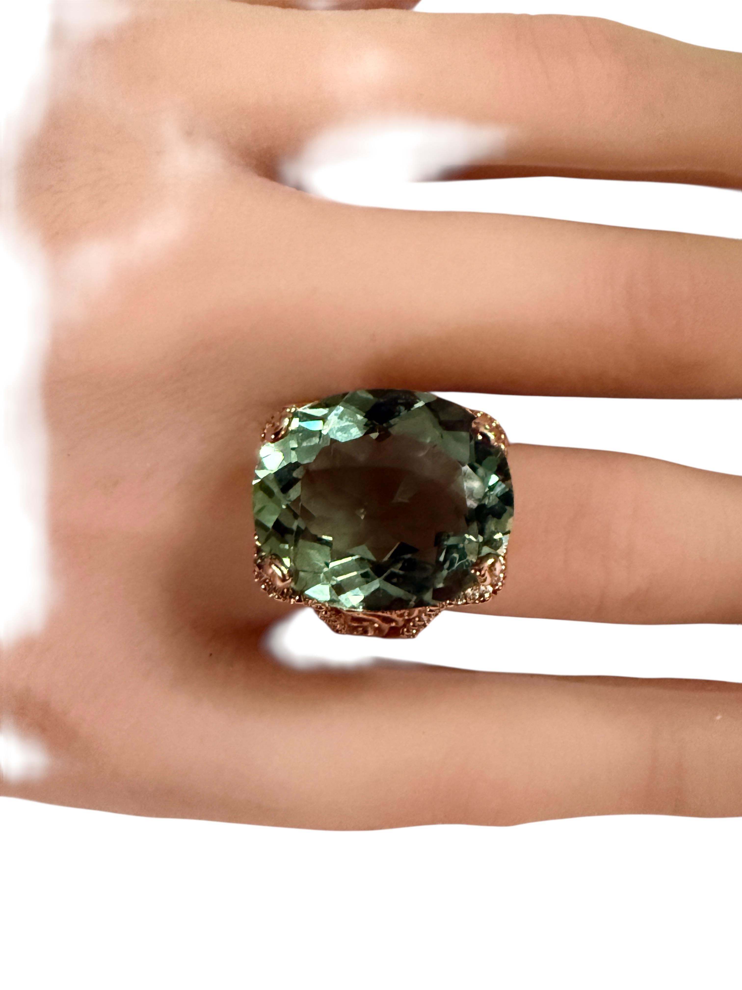 New 17.7 Carat Teal Green Tourmaline and Sapphire Rose Gold PL Sterling ...