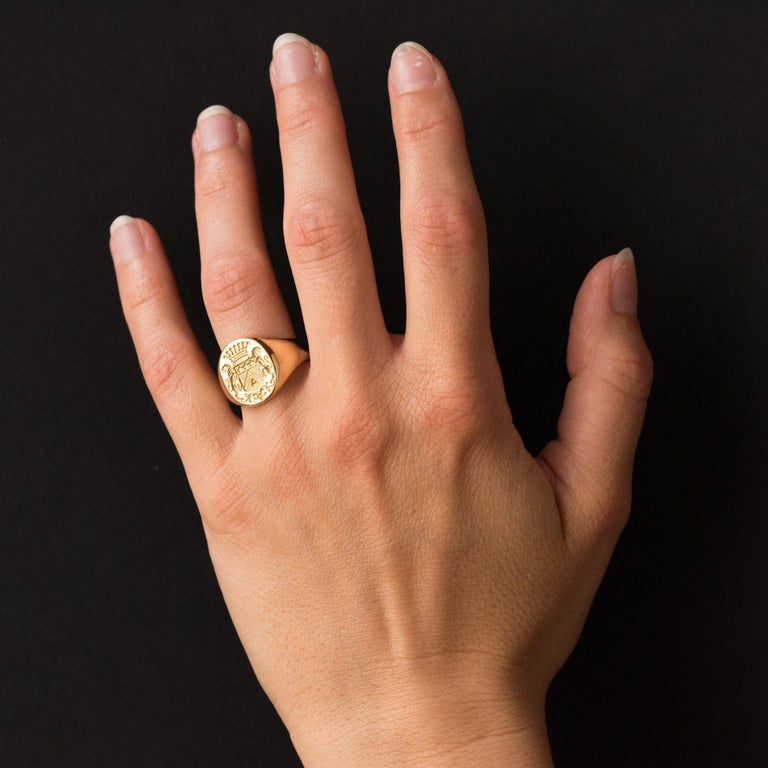 18 Karat Yellow Gold Blazon Men Modern Signet Ring at 1stDibs | gold ...