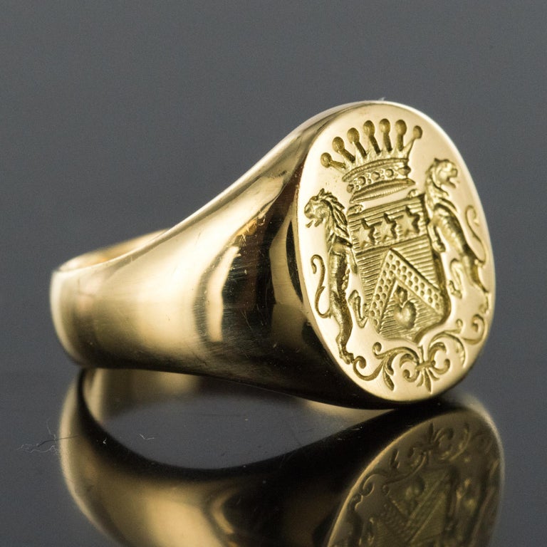 18 Karat Yellow Gold Blazon Men Modern Signet Ring at 1stDibs | gold ...