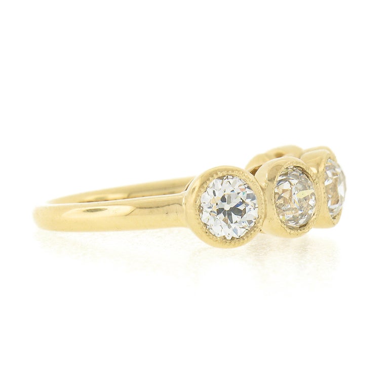New 18k Gold 1.94ctw Milgrain Bezel European Diamond 5 Stone Wedding ...