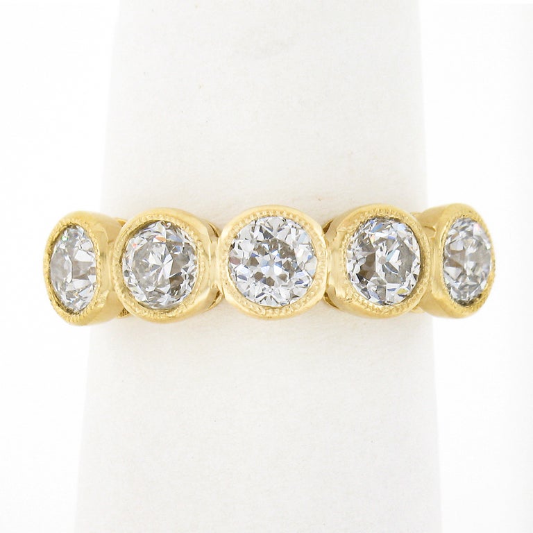 New 18k Gold 1.94ctw Milgrain Bezel European Diamond 5 Stone Wedding ...