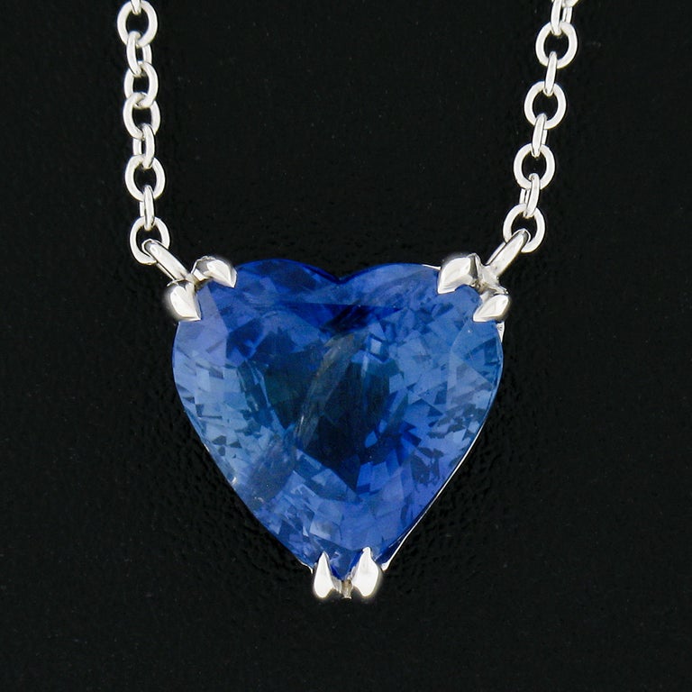 New 18K Gold 4.66ct GIA No Heat Ceylon Heart Sapphire Solitaire Pendant ...