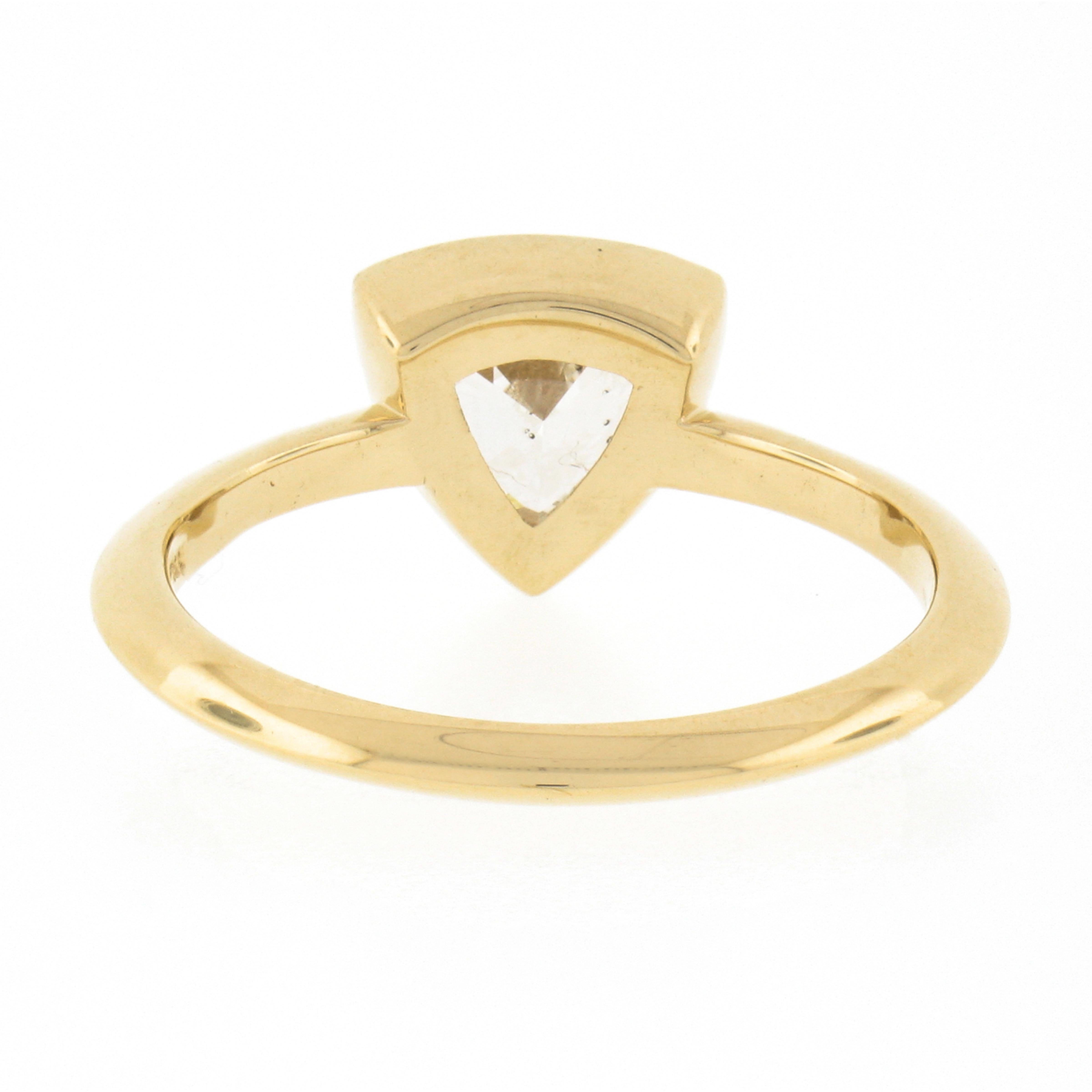 New 18k Gold GIA 1.01ct Trillion Cut Bezel Set Diamond Solitaire ...