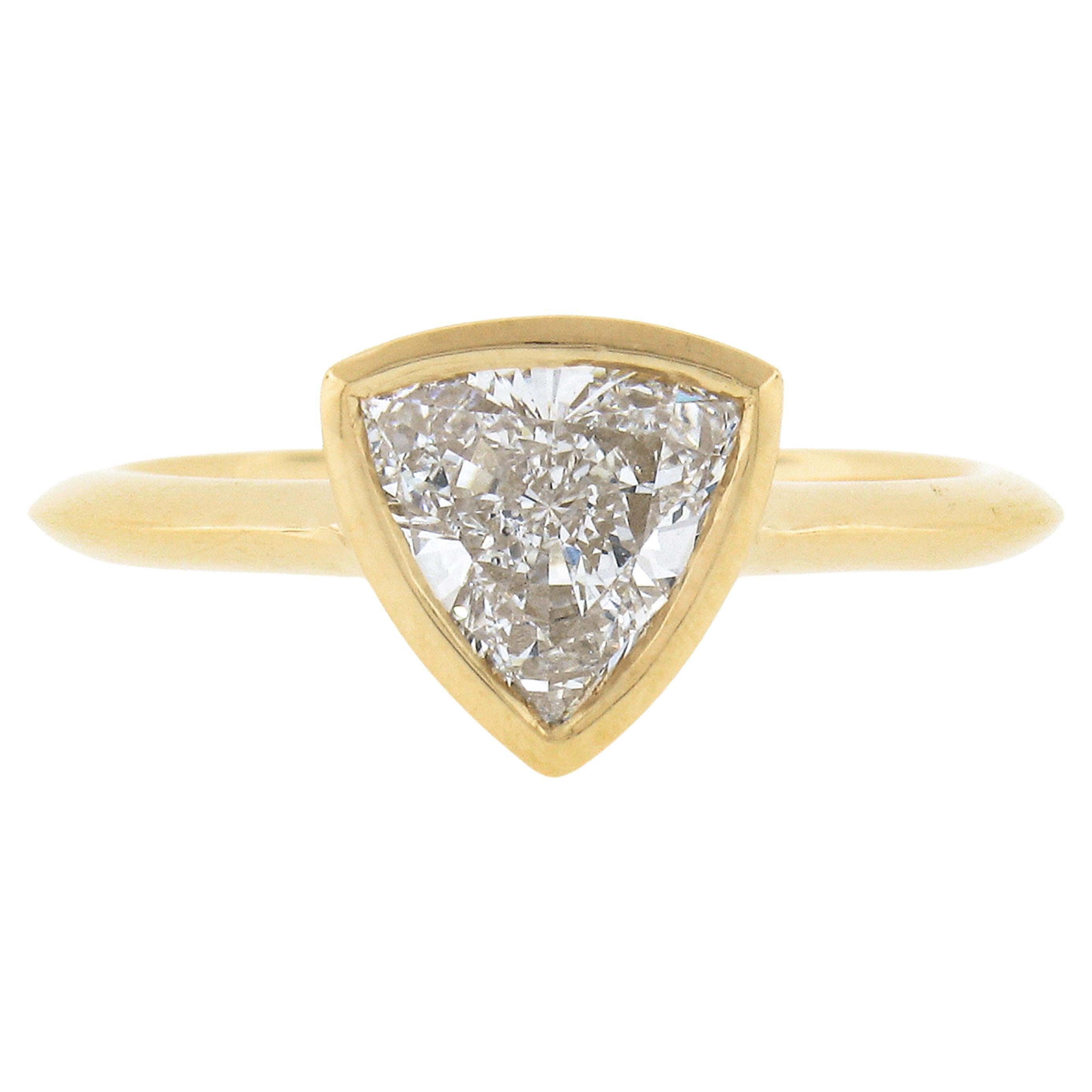 New 18k Gold GIA 1.80ct Emerald Cut Bezel Set Diamond Solitaire ...