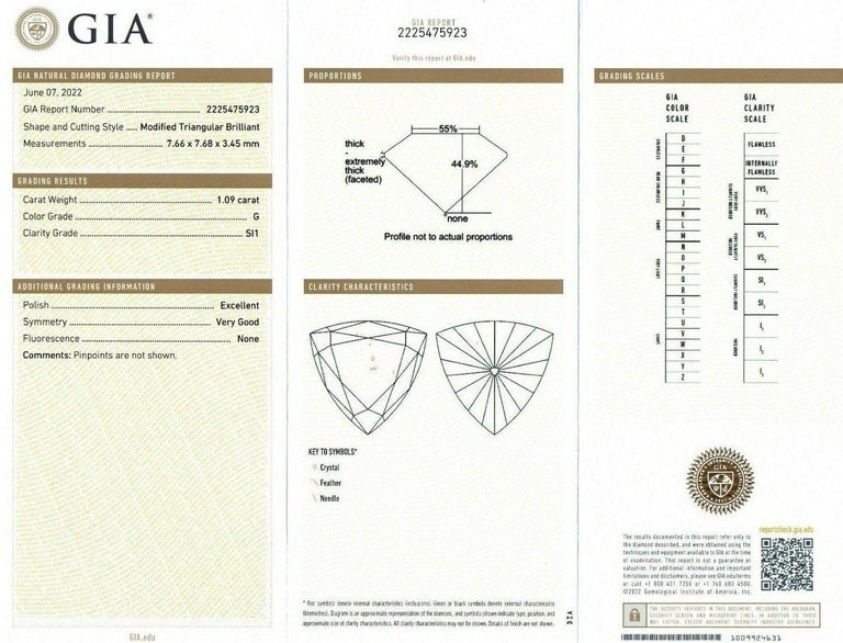 NEW 18K Gold GIA Trillion Diamond Black Onyx Triangle Solitaire Pendant ...