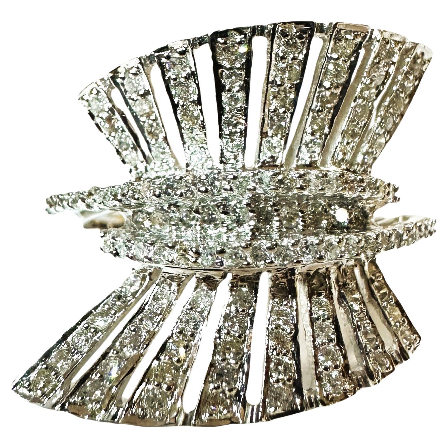 New 18K White Gold 3/4 ct Diamond Burst Ring with Appraisal Size 6.5 ...