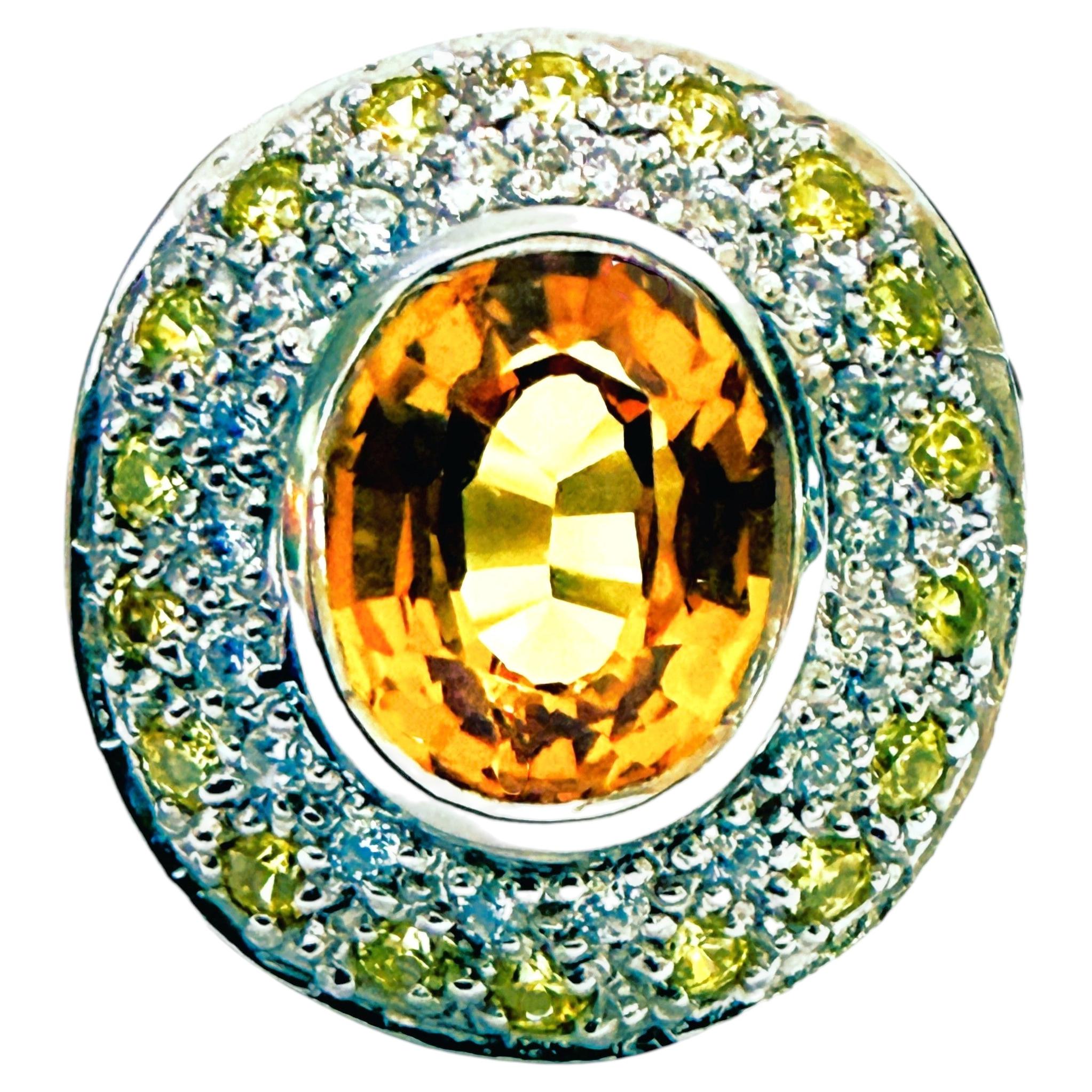 New 2 Carat Citrine and Diamond Cut Yellow Sapphire Sterling Ring Size ...